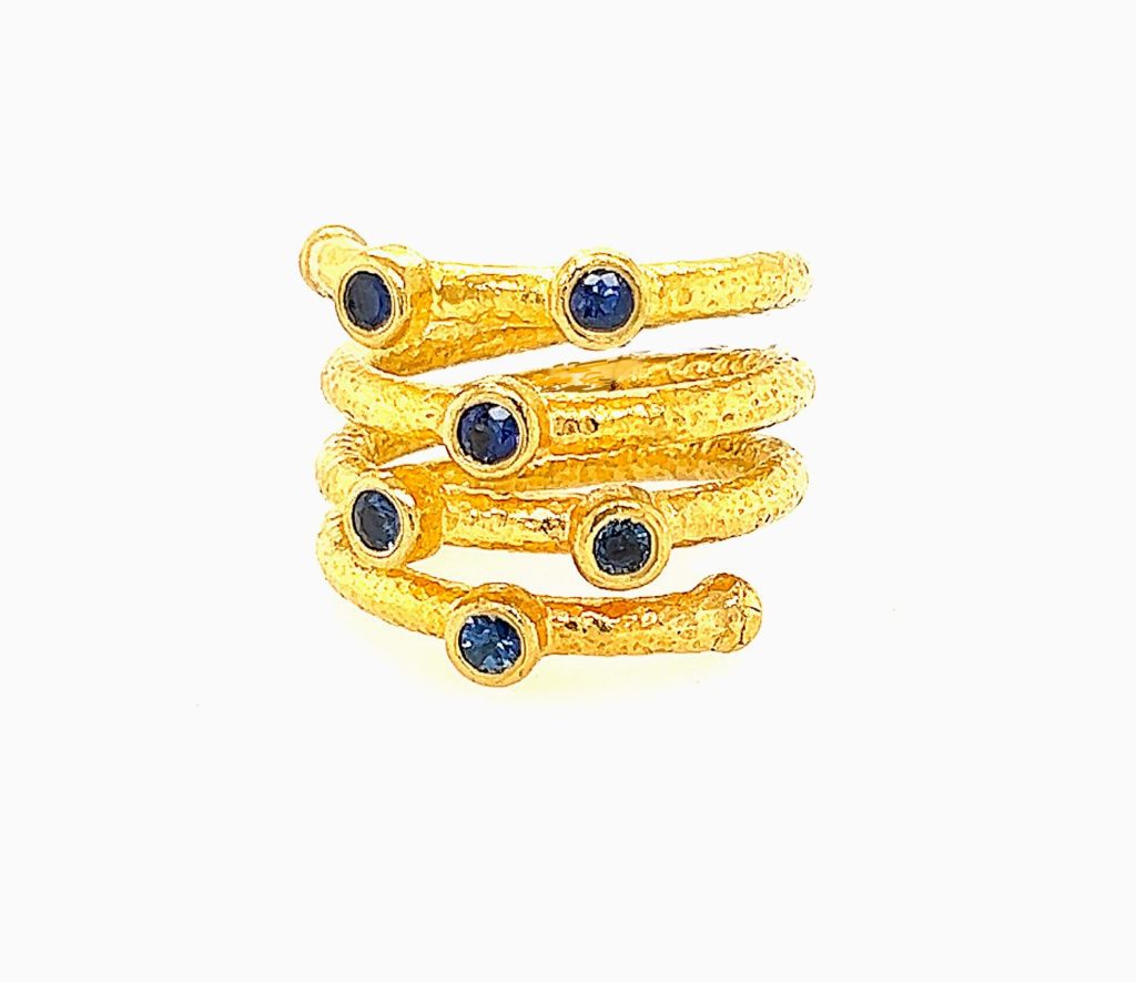 Sapphire Spiral Ring – Ara 24K Collections